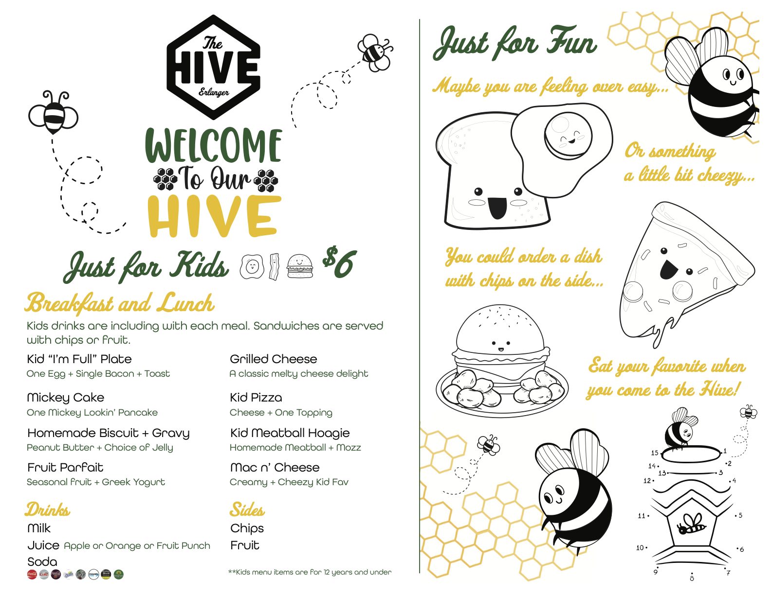 Kids Menu – The Hive